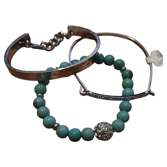 Express | Jewelry | Nwt Express 3 Pc Silver Turquoise Bracelet Set ...